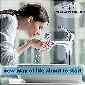 Faucet Extender for Bathroom Sink,2 Mode-1080° Rotatable Faucet Aerator Swivel Faucet Attachment, Rotating Faucet Extender for Washing Eye/Hair/Face Robotic Arm Swivel Extension Faucet Aerator