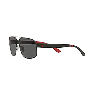 POLO RALPH LAUREN PH 3112 903887 Matte Black Metal Aviator Sunglasses Grey Lens