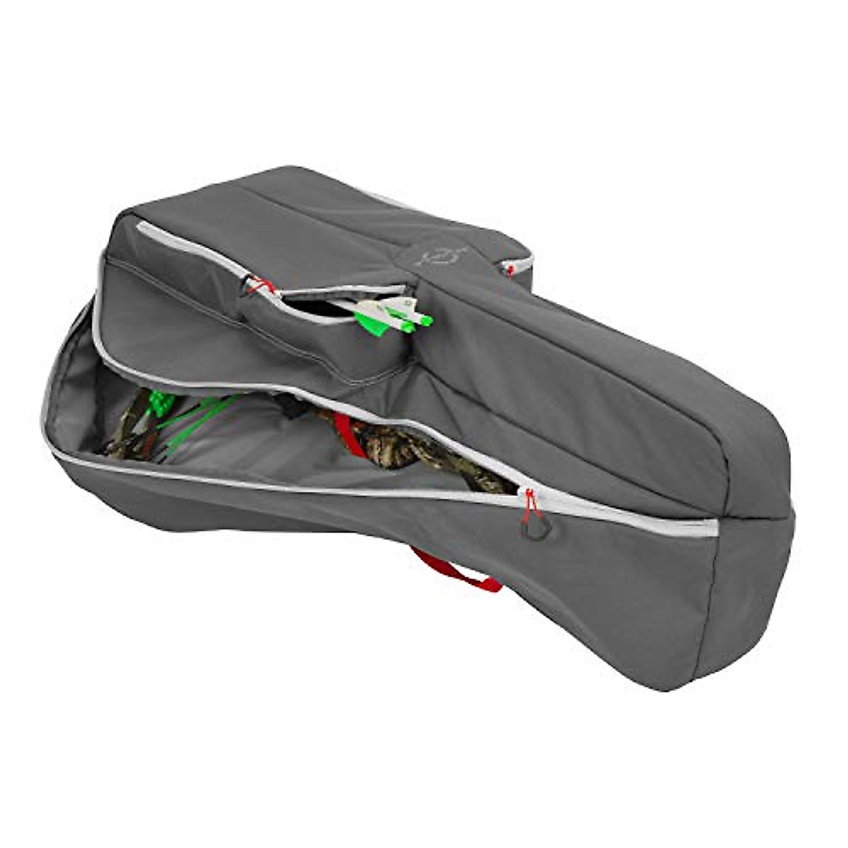 Allen Company Titan Krait Crossbow Case - Soft-Shell Design - Fits Scoped Narrow Limb Crossbows - Oversized Pockets for Bolts, Quivers, and More - Gray/Red - 37" x 19.5"