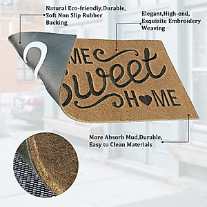 AAZZKANG Brown Welcome Mats for Front Door Home Sweet Home Door Mat Outdoor Indoor with Non Slip Rubber Backing Easy to Clean Outside Inside Doormat