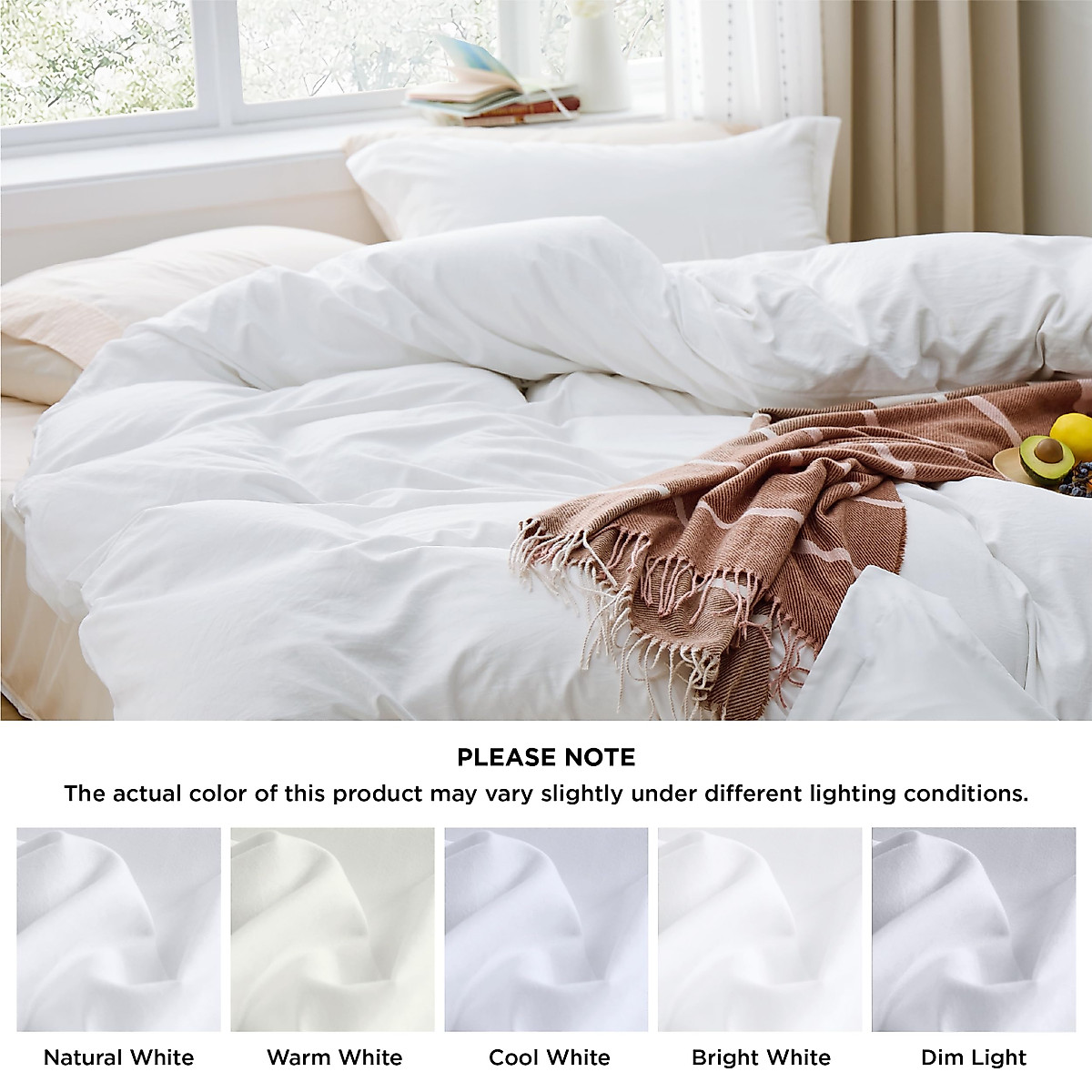 Bedsure Queen Size Duvet Cover Set - Soft Prewashed Duvet Cover & Cooling Lyocell Cotton Hybrid Duvet Cover Bundle Set