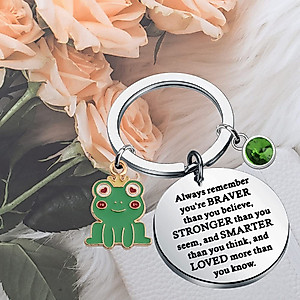 WSNANG Frog Keychain Frog Lovers Gift You Are Braver Stronger Smarter Than You Think Keychain Insect Animal Lover Gift (Frog Always KC)