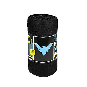 JPI Batman Nightwing Fleece Throw Blanket - Batman Logo - Black & Sky Blue - Officially Licensed by DC Comics - Special Edition - Super Soft & Thick - Fleece Throw 50" x 60" - 100% Polyester