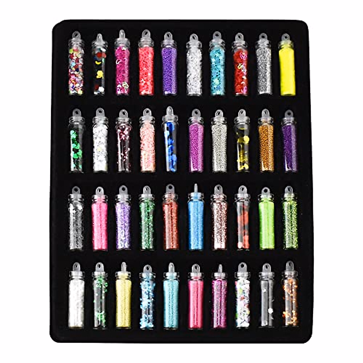 Homeford Assorted Mini Craft Glitter and Sequins Vials, 2-Ounce, 40-Piece