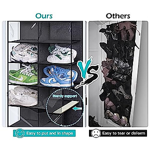 MISSLO Over the Door Shoe Rack for Door fit 14 Pairs Dustproof Over the Door Shoe Organizer Hanging for Closet Storage