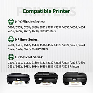 JINTUM 63XL Ink Cartridge Remanufactured for HP Ink 63 63XL Black and Color Ink Cartridge for HP Officejet 3830 4650 5255 5258 5200 4652 4655 Envy 4520 4512 DeskJet 2130, 63XL Ink Cartridge Combo Pack