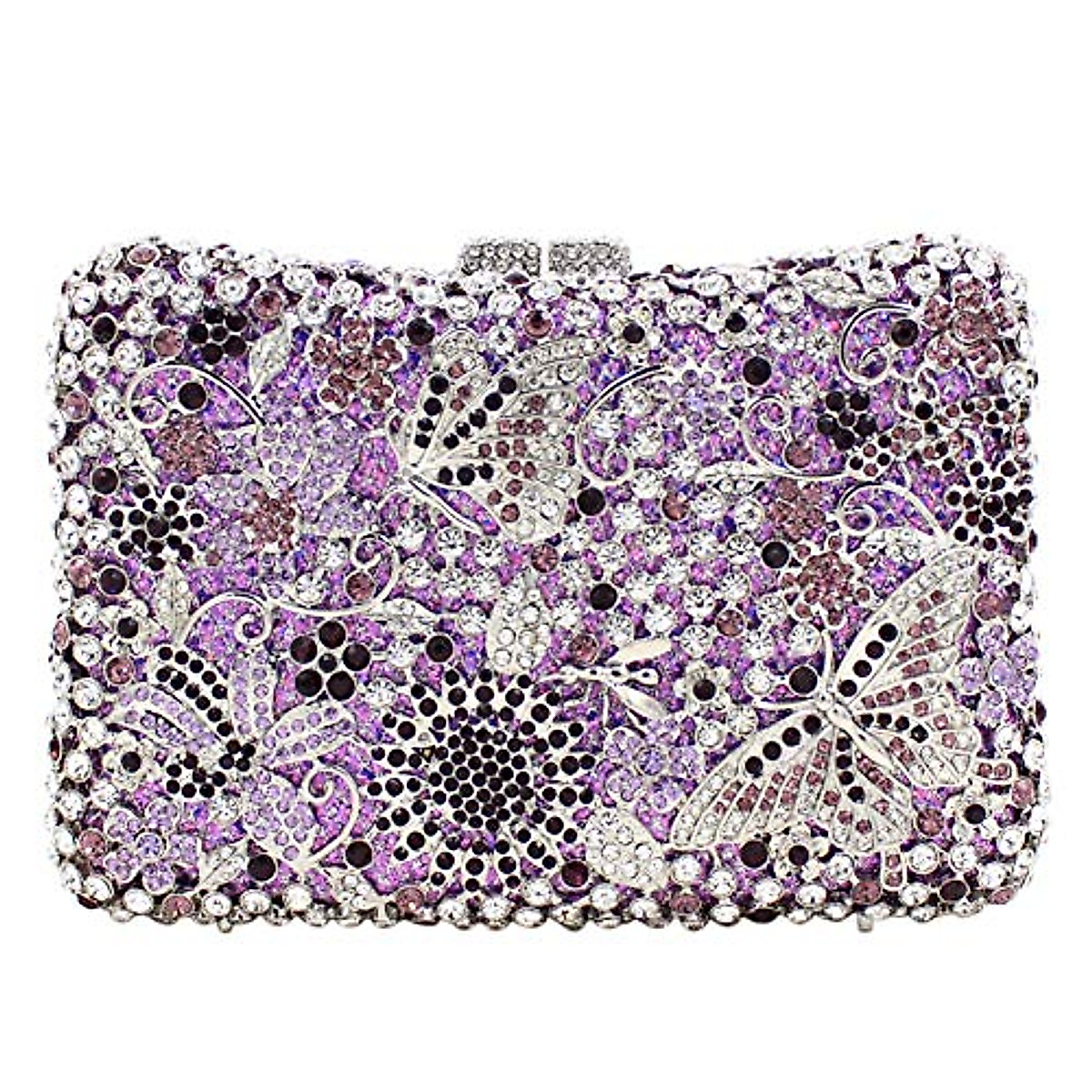 Ladies Wedding Clutch-Purse Chain Rhinestone Evening-Bag Luxury Handbag Purple