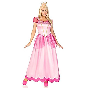 Leg Avenue 2 Piece Classic Pink Princess Full Length Ball Gown Costume Set with Gloves for Women, Large