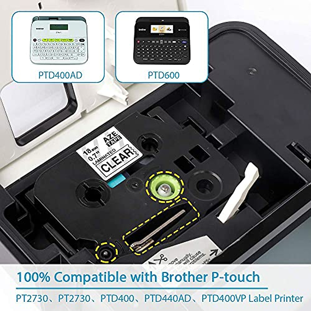 Label KINGDOM Label Tape 18mm 0.7 Laminated Tape Replacement Brother TZe-241 TZe141 TZe 641 TZe441 TZe541 TZe741 3/4 Inch Tape for Ptouch D400 D600 1880 Label Maker, 6-Pack