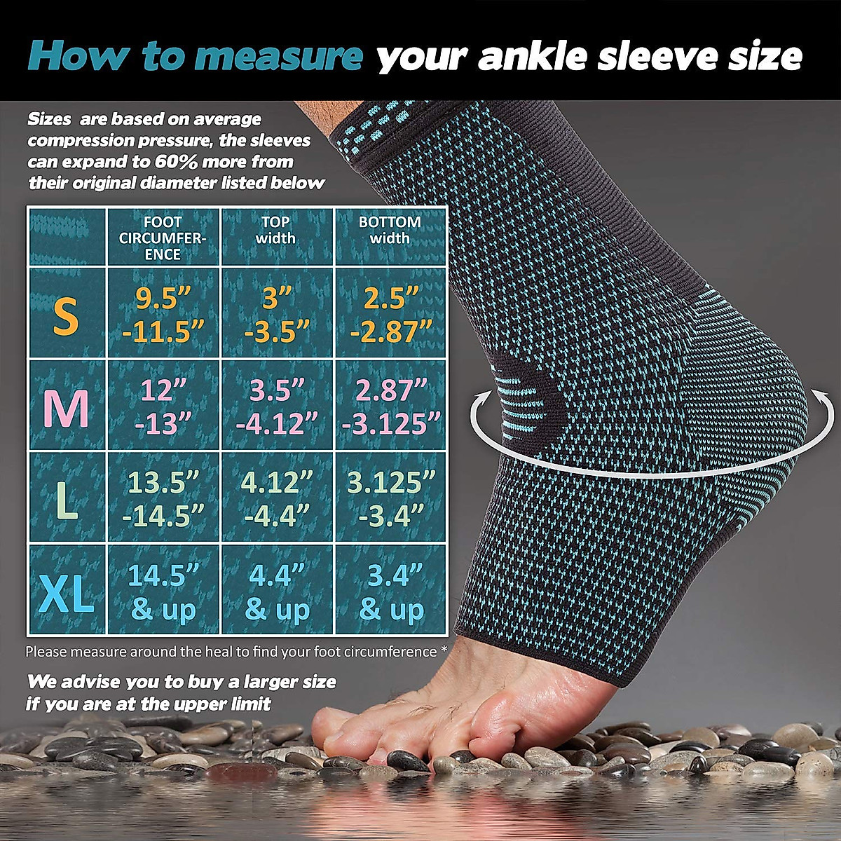HaveDream Ankle Brace Compression Support Sleeve (2Pairs) for Injury Recovery, Joint Pain and More. Plantar Fasciitis Foot Socks with Arch Support, Eases Swelling, Heel Spurs, Achilles Tendon (S)