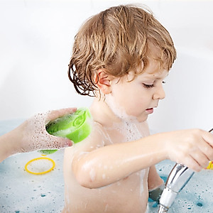 DANCELF Baby Bath Sponge, Natural Cute Shapes Soft Shower Sponges for Bathing, Bathtub Foam for Infants and Toddler, 3pcs : Blue Dolphin, Pink Shell, Green Turtle