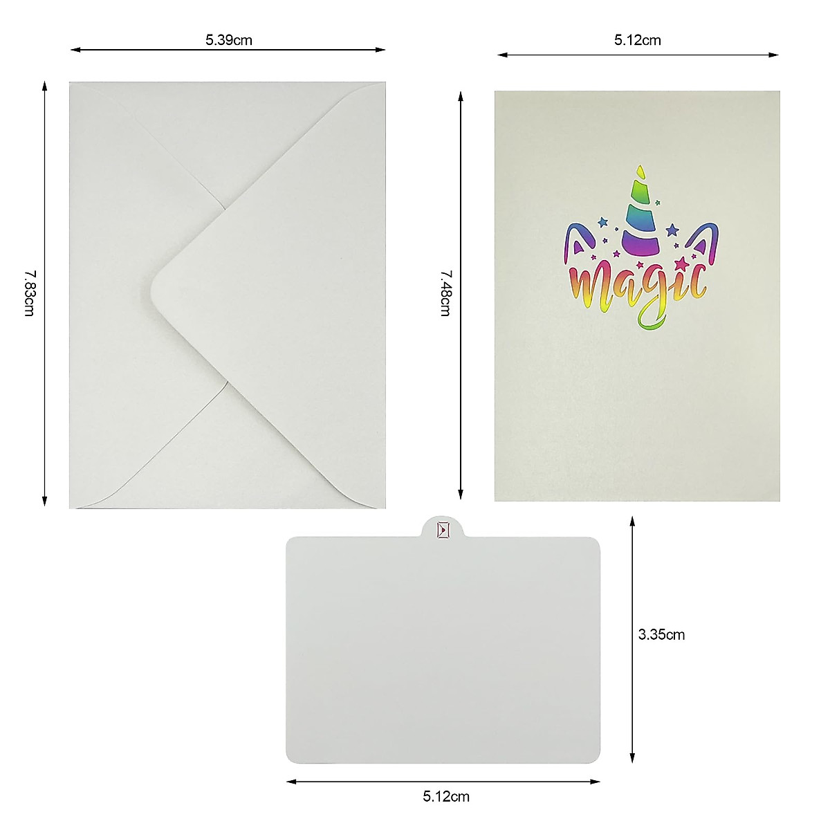 BIRDDIE Unicorn Rainbow 3D Popup Greeting Card With Blank Note Card for Girls, Boys Men and Women All Ages, Thank You Greeting Card with Note Envelope Included (Unicorn)