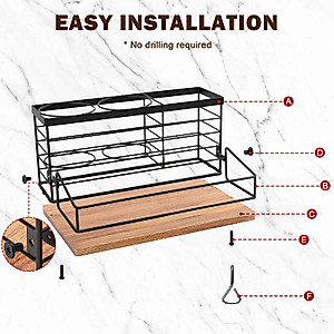 Siyzda Hair Tool Organizer, Movable Hair Dryer Holder, Hair Styling Tools Organizer Storage for Vanity, Black Bathroom Counter Organizer, Bathroom Trays for Hair Toiletry, Makeup (Wooden Base)