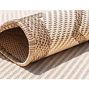 Unique Loom Outdoor Trellis Collection Area Rug - Geometric (6' 1" x 9' Rectangle, Beige/ Brown)