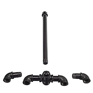 Y-Nut Rustic Industrial Pipe Stand Paper Towel Holder, No Need to Drill Steampunk Paper Towel Stand Dispenser, Modern Chic Electroplated Black Iron Finish