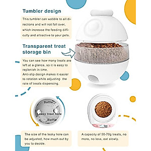 doiplent Tumbler Interactive Toy Cat Puzzle Feeder,Treat Dispensing Cat Toy, Cat Treat Dispenser Toy,Cat Enrichment Toys,Aid Pets Digestion, Great for Portion Control and Fast Eaters,White