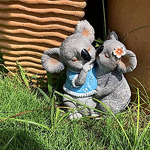 Handsider Garden Statues Koala, Outside Art Decor Koala Bear Figurines for Home Yard Lawn Indoor Outdoor, Animal Sculpture Ornaments