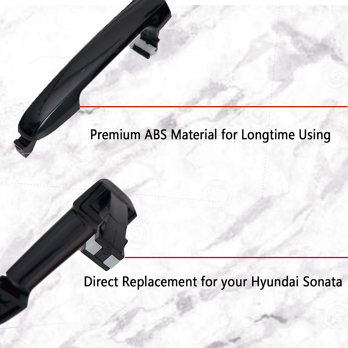 YMHHefy Door Handle Compatible for Hyundai Sonata 2005 2006 2007 2008 2009 2010 82651-3K000 826513K000 Outside Exterior Black Front Driver Passenger Side Rear Left Right 4Pcs