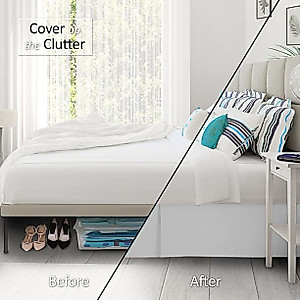 RUMICAFeb Pleated Bed Skirt - 10 Inch Drop Easy to Put On, Wrinkle Free Bedskirt Dust Ruffles, Bed Frame Cover for King, White