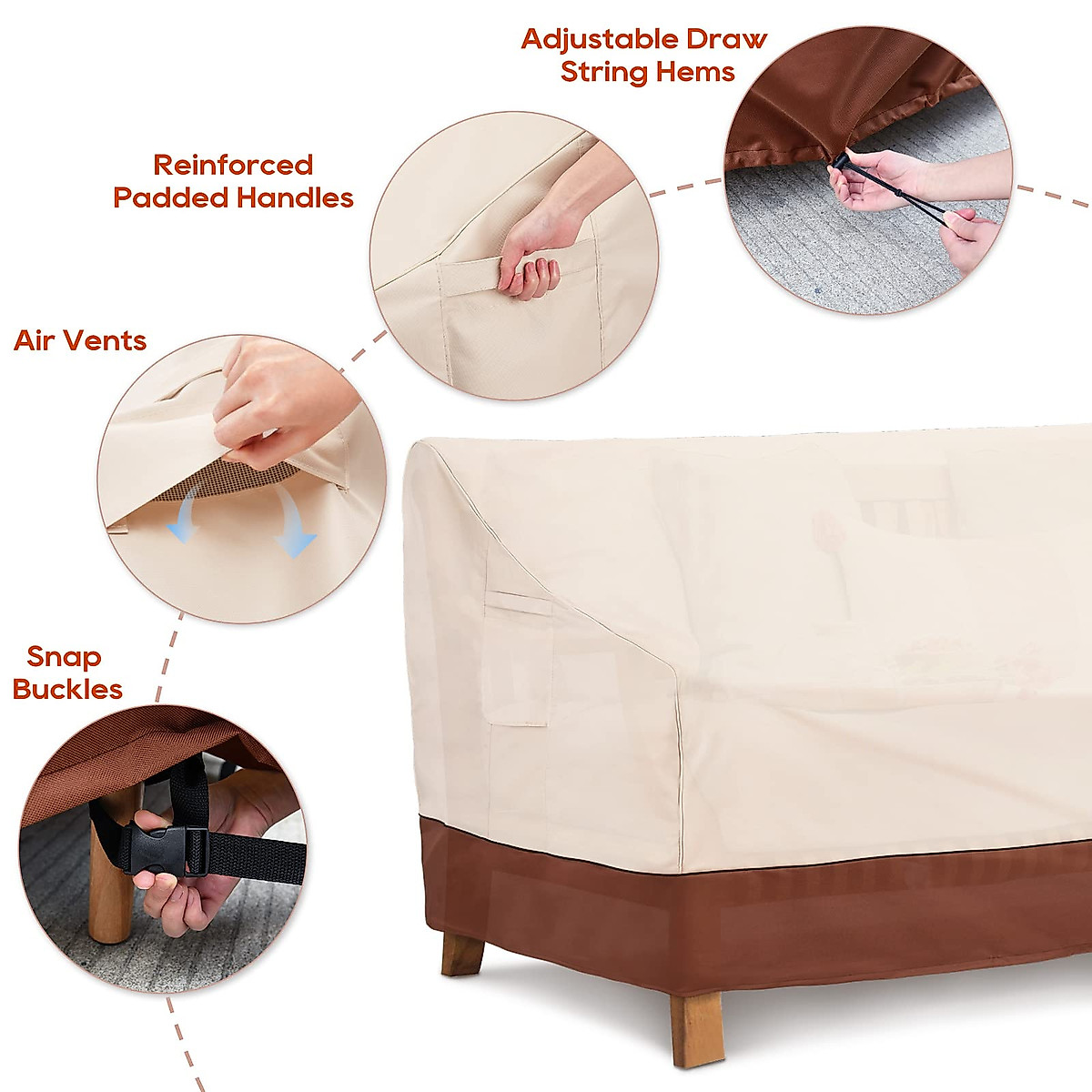 COSFLY Outdoor Furniture Covers Waterproof for Sofa, Patio Bench Covers for Outside Heavy Duty Fits up to 79W x 38D x 29H inches