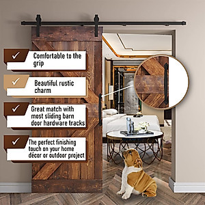 VivaLight 10 Inch Round Rustic Barn Door Handle - Black Steel Pull for Sliding Doors, Gates, Garages, Sheds, Fences, Closets, Pantries - Indoor and Outdoor Use - Easy Install