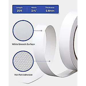 FAKILO Melamine Edge Banding White 3/4 inch x 25 ft Veneer Edging Easy Application Iron on Edge Banding Tape for Cabinet Plywood Repairs Furniture Restoration