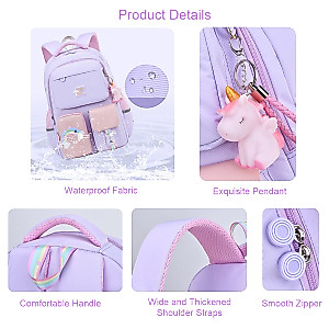 Unicorn Girls Backpack Cute Laptop Backpacks Casual Durable Lightweight Travel Bags Waterproof Bookbag For School (purple)