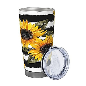 AYCZN Watercolor Sunflower Floral 20 OZ Tumbler Stainless Steel Travel Coffee Mug, Flower Floral Insulated Water Bottle with Lid Leakproof Thermal Cup