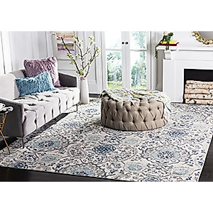 SAFAVIEH Madison Collection Area Rug - 5'3" x 7'6", Cream & Light Grey, Boho Chic Glam Paisley Design, Non-Shedding & Easy Care, Ideal for High Traffic Areas in Living Room, Bedroom (MAD600C)