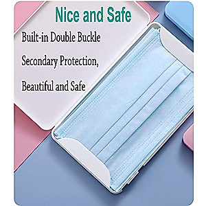 SANJINFON Portable Storage Case for Disposable/Reusable Face Masks, Plastic Case Holder Organizer for Various Masks/Card, Dust-proof, Moisture-proof Foldable Mask Storage Box with Lids (2PCS BL&WH)