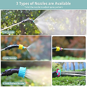 SideKing Battery Powered Sprayer 1.35Gallon/5L, Electric Garden Sprayer with USB Rechargeable Handle, Weed Sprayer with 3 Mist Nozzles, Telescopic Wand, and Shoulder Strap for Lawn and Garden