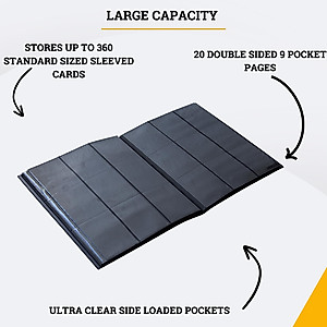 Card Guardian - 9 Pocket Trading Card Album 360 Side Loading Pocket Binder for Trading Card Games TCG (Black) Compatible with Pokemon Card Binder Yugioh Cards MTG Binder Sports Card Binder