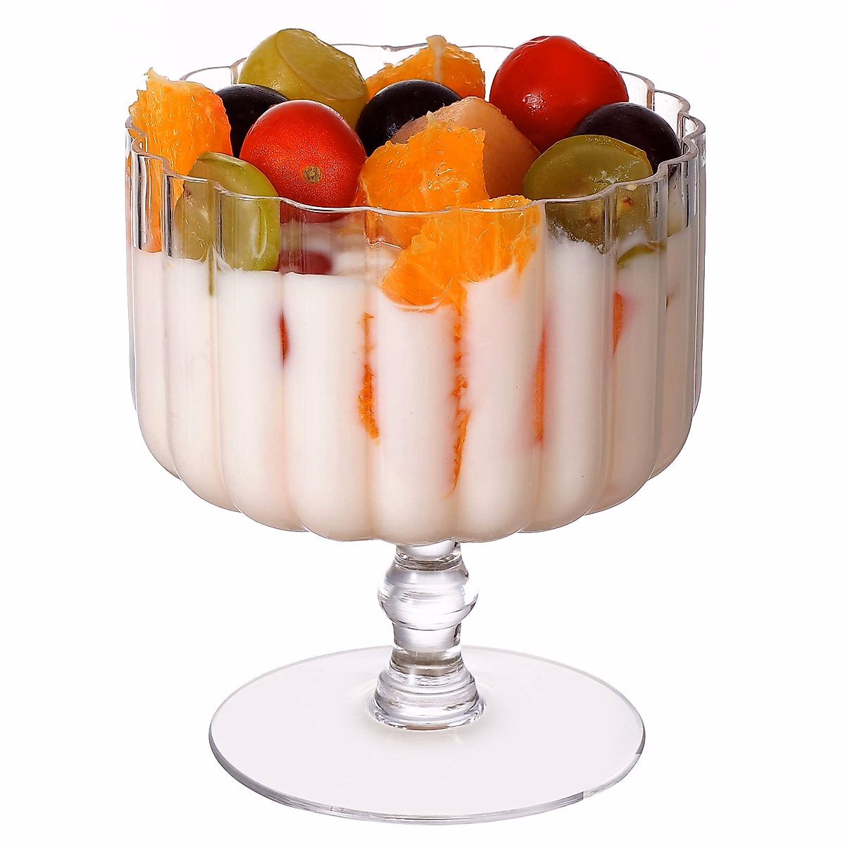 G Ribbed Dessert Bowl 18 oz set of 4 Ice Cream Bowls Large Serving Sundae Fruit Salad Pudding Snack Smoothie Trifle Cereal Nuts Yogurt