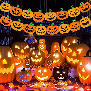 Halloween Pumpkin Banners Halloween Party Decorations Orange Pumpkin Cutout Banners 2Pcs Halloween Hanging Decor for Fall Festivals Birthday Baby Shower Party Supplies