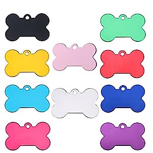 NC 20 Pcs Pet ID Tag Bone Shape Double Sided Dog Cat Pet Name Phone Number ID Tag Charm Personalized, 38MM