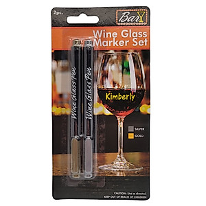 Handy Housewares Erasable Wine Glass Marker Pen Set - Gold & Silver Color - Write on Glass, Great for Weddings, Banquets and Parties!