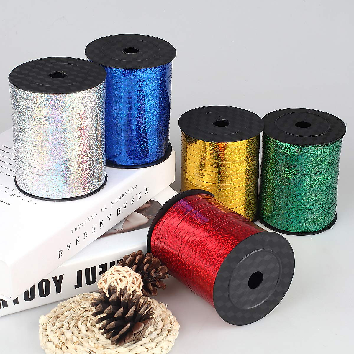 500 Yards Shiny Balloon Ribbons for Party Florist Flowers Wrapping Gift Box Cards Balloons Decoration (Silver)