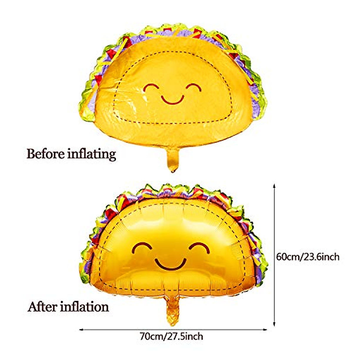 10 Pieces Taco Mylar Balloons Taco Foil Balloons Gold Taco Balloons for Birthday Wedding Baby Shower Mexican Fiesta Theme Party Decoration