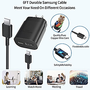 Type C Charger Fast Charging, 25W Super Fast Charger Type C, Dual Port USB C Charger Block with 6FT Android Charger Cable for Samsung Galaxy S22/S22 Ultra/S22+/S21/S21 Ultra/S21+/S21 FE/Note 20,2Pack