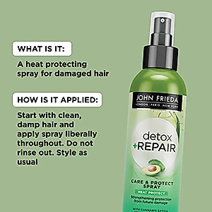 John Frieda Detox and Repair Care & Protect Spray, Styling Spray for Dry and Tangled Hair, 6.77 Ounce