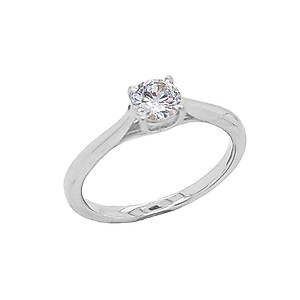 Takar 925 Sterling Silver Round Cubic Zirconia Solitaire Ring, CZ Stackable Engagement Ring, Wedding band, Eternity Moissanite Diamond Cut Promise Silver Ring Gifts for Women, Luxurious Silver Jewelry Made in the USA (X-Small)