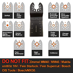 20PCS Wood/Metal Oscillating Multitool Quick Release Saw Blades Fit Fein Multimaster Porter Cable Black & Decker Bosch Dremel Craftsman Ridgid Ryobi Makita Milwaukee Dewalt