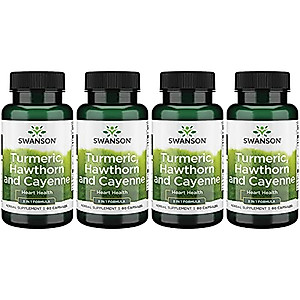 Swanson Full Spectrum Turmeric Hawthorn & Cayenne 60 Capsules (4 Pack)