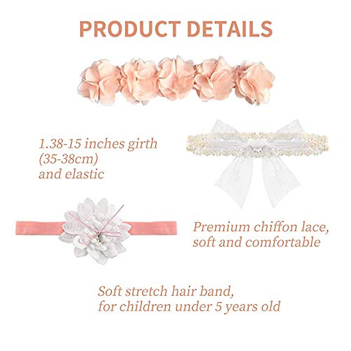 MEISO 10 Pcs Baby Girls Headbands Super Stretchy Headband and Bows for Newborn Lace Petals Flower Hair Accessories Baby Girl Gift