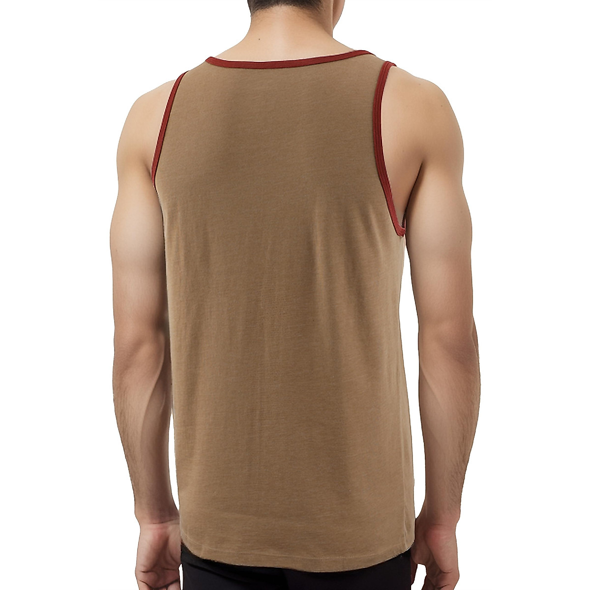 DESPLATO Men's Classic Slim Fit Breathable Active Workout Gym Muscle Sleeveless Shirts Tank Tops Khaki/Rusty XL