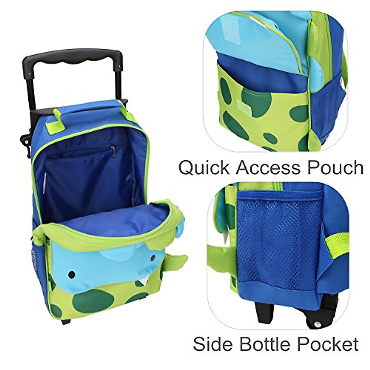 yodo Zoo 3-Way Kids Suitcase Luggage or Toddler Rolling Backpack with wheels,Small Dinosaur