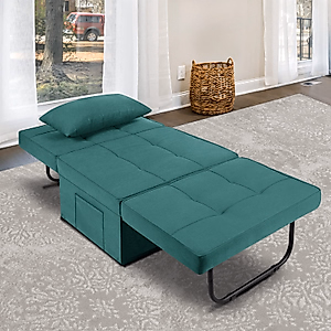 Polar Aurora Ottoman Sofa Bed 4 in 1 Multi-Function Folding Sleeper Chair Bed Adjustable Recliner for Living Room (Green)