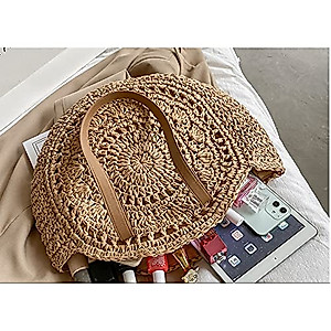 INS female literature and art small large capacity handmade beach weave retro shoulder straw bag(2)