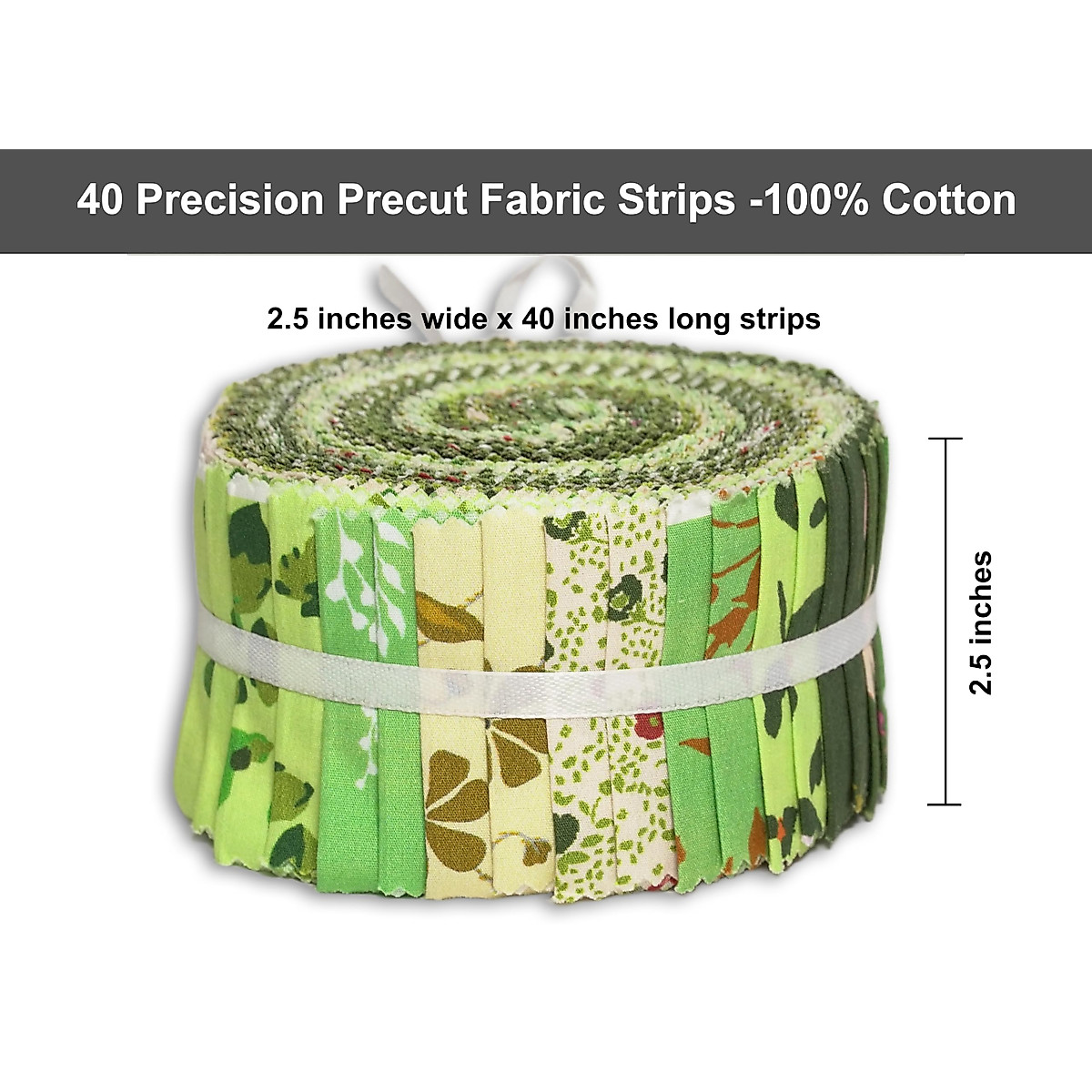 Soimoi 40Pcs Florals Print Cotton Precut Fabrics for Quilting Craft Strips 2.5 x 42 inches Jelly Roll