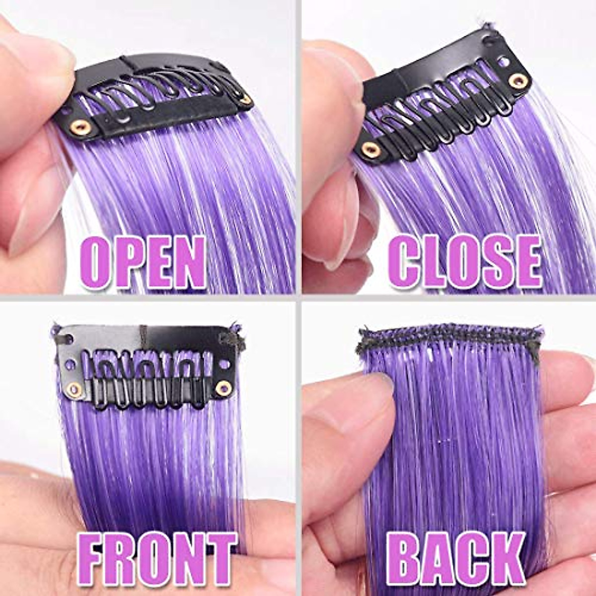 48 Pcs Colorful Straight Hair Extensions Clip in 21 Inch Rainbow Multi-color Clip in Synthetic Long Hairpiece Party Highlights Colorful Clip in Hair Extensions for women girls kids gift